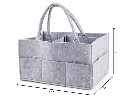 LifeSmart USA Baby Diaper Caddy Organizer Basket Removable Handles for a Classic Look Luxury Portable Nursery Diaper Storage Bin With Removable Compartments For Home, Car and Nursery