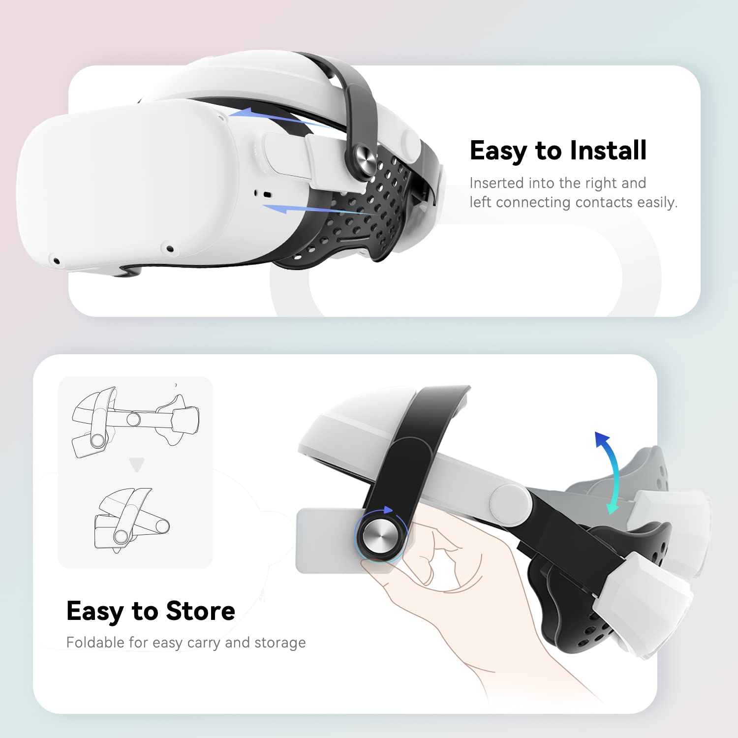 CNBEYOUNG Adjustable Head Strap Compatible with Quest 2,Replacement for Quest 2 Elite Strap Accessories Enhanced Support and Comfort in VR Gaming,Suitable for Children Adults Use