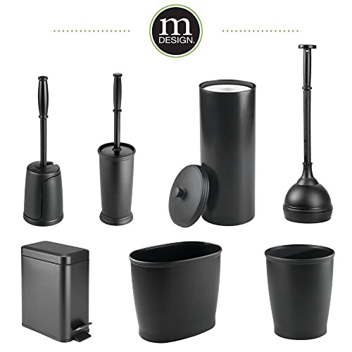 mDesign Plastic Oval Small 2.25 Gallon/8.5 Liter Trash Can Wastebasket, Garbage Container Bin for Bathroom, Kitchen, Office, Dorm - Holds Waste, Refuse, Recycling, Hyde Collection, 2 Pack, Black