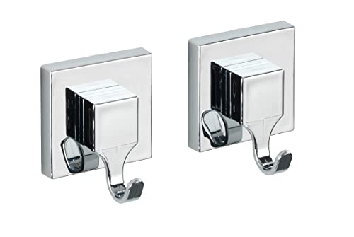 Wenko Set of 2 Towel Hooks, Coat Hooks, Acrylonitrile Butadiene Styrene (ABS), Chrome, 6 x 7 x 5 cm