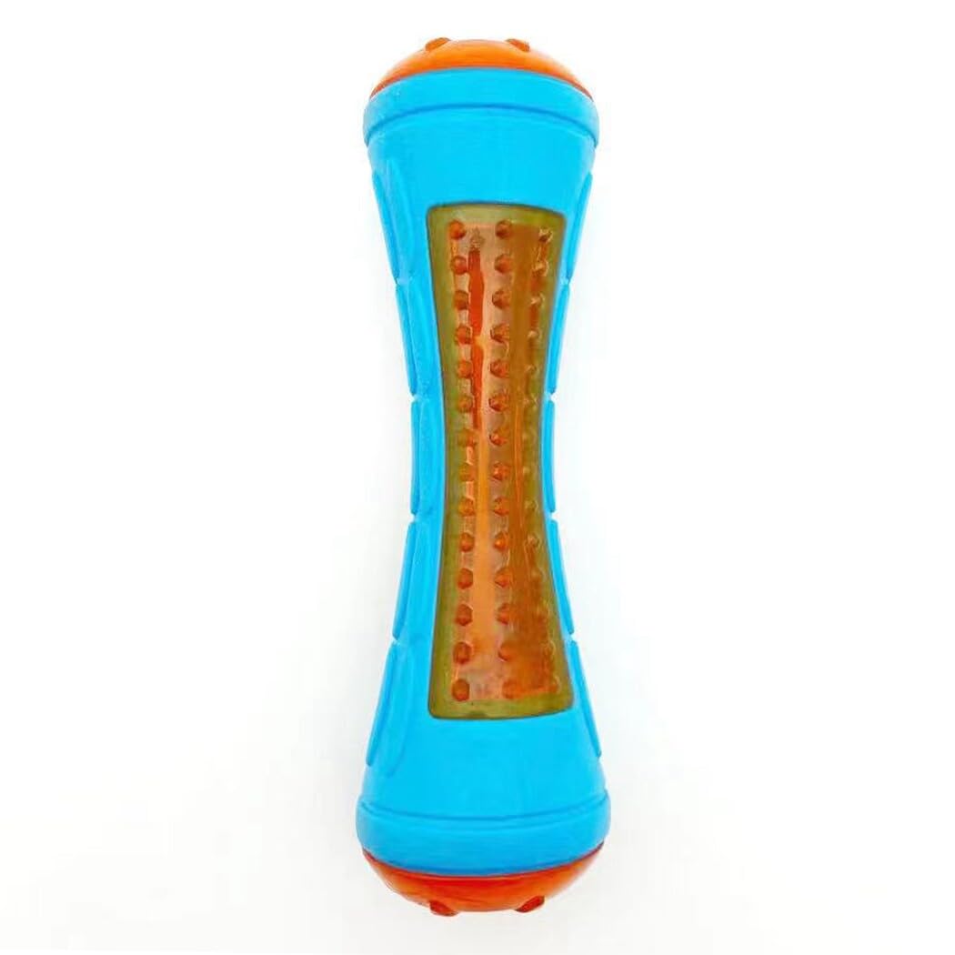 BOSREROY Puppy Dental Cleaning Training Toy Squeaky Pet Interactive Teeth Rubber Portable Throwing Chew Toy Dog Reusable
