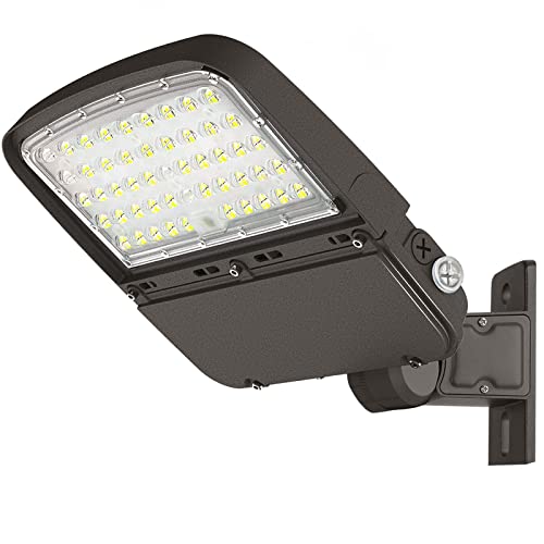 Cinoton 150W LED Parking Lot Lights, 19500LM 5000K Daylight Street Light with Dusk to Dawn Photocell, Ip65 Shoebox Light with Adjustable Arm Mount, 100-277V, Dimmable, ETL Listed, Power Tunable 1-Pack