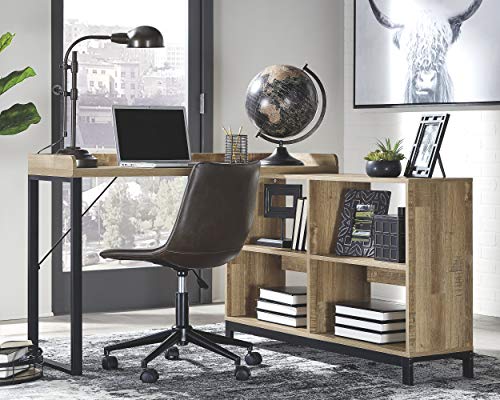 Signature Design by Ashley Gerdanet Modern Farmhouse Home Office L-Shaped Desk with Side Storage, Beige