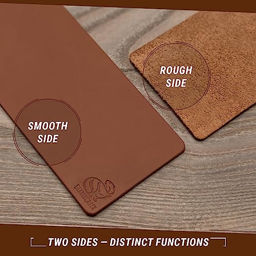 BeaverCraft Stropping Leather Strop Kit for Sharpening Knife Strop LS2P1 - Leather Honing Strop 3 x 8 IN - Knives Sharpening with Stropping Set Polishing Compound - Double Sided