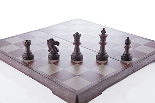 Checkers Game Board - 2 in 1 Folding and Magnetic Chess Game. Great for Travel Chess Set Strategy Game is 12.5 x 12.5, International Chess Set