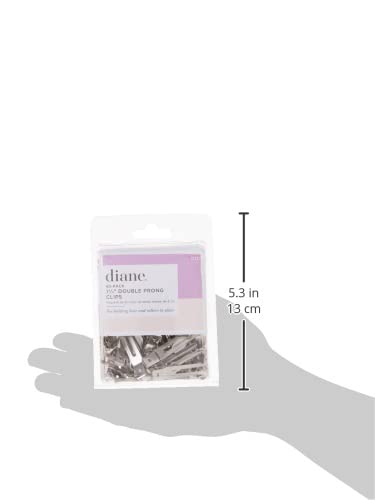Diane Double Prong Hair Clips for Women, Girls For Holding Rollers or Hair 1.75 Inches Long Silver D17, 80 Count (Pack of 1)