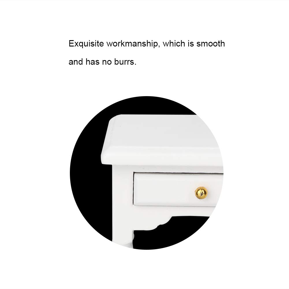 Nightstand Cabinet Model, Lightweight Non-Toxic Fashionable Appearance White Nightstand Model with Drawer for Dolls Bedroom
