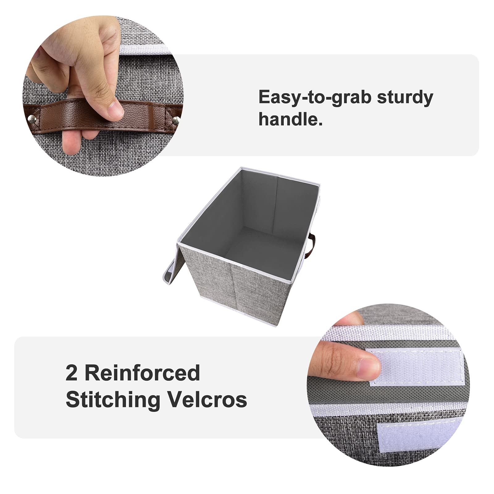 coastal rose Foldable Storage Bins, 2 Pack Decorative Fabric Storage Boxes Baskets with Lid & Handle, Stackable Storage Cubes Organizers for Home, Shelves, Closet, Bedroom, Toys(Gray)