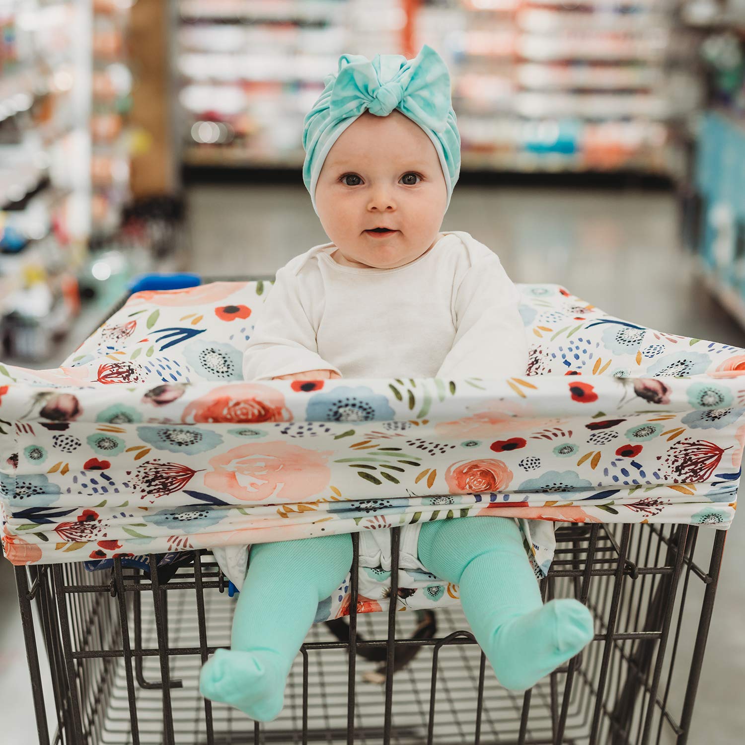 Pobi Baby Car Seat Covers and Nursing Cover - Soft and Stretchy Floral Pattern (Beauty)