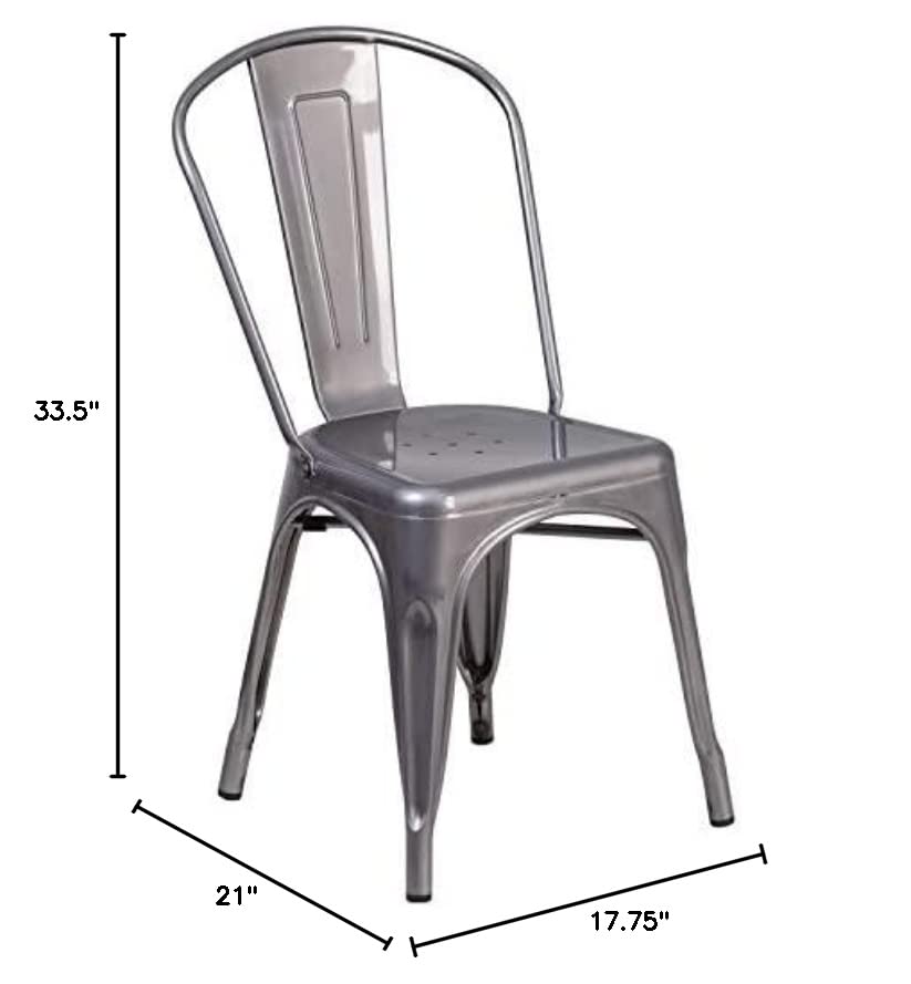 Flash Furniture Lincoln 4 Pack Clear Coated Metal Indoor Stackable Chair