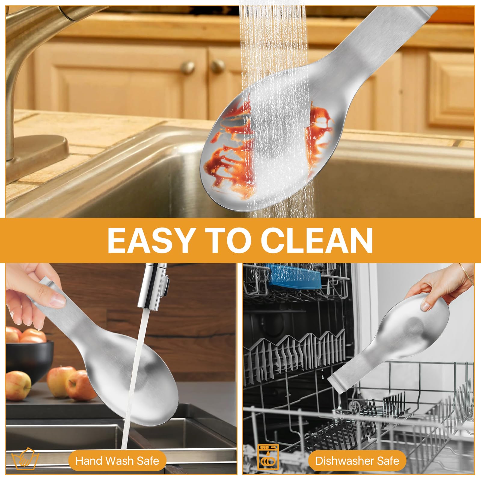 Lainballow 6 Pcs Stainless Steel Spoon Rest, Spatula Ladle Holder, Metal Utensil Rest, Silver Spatula Rest for Kitchen Countertop, Stove Top (Dishwasher Safe)