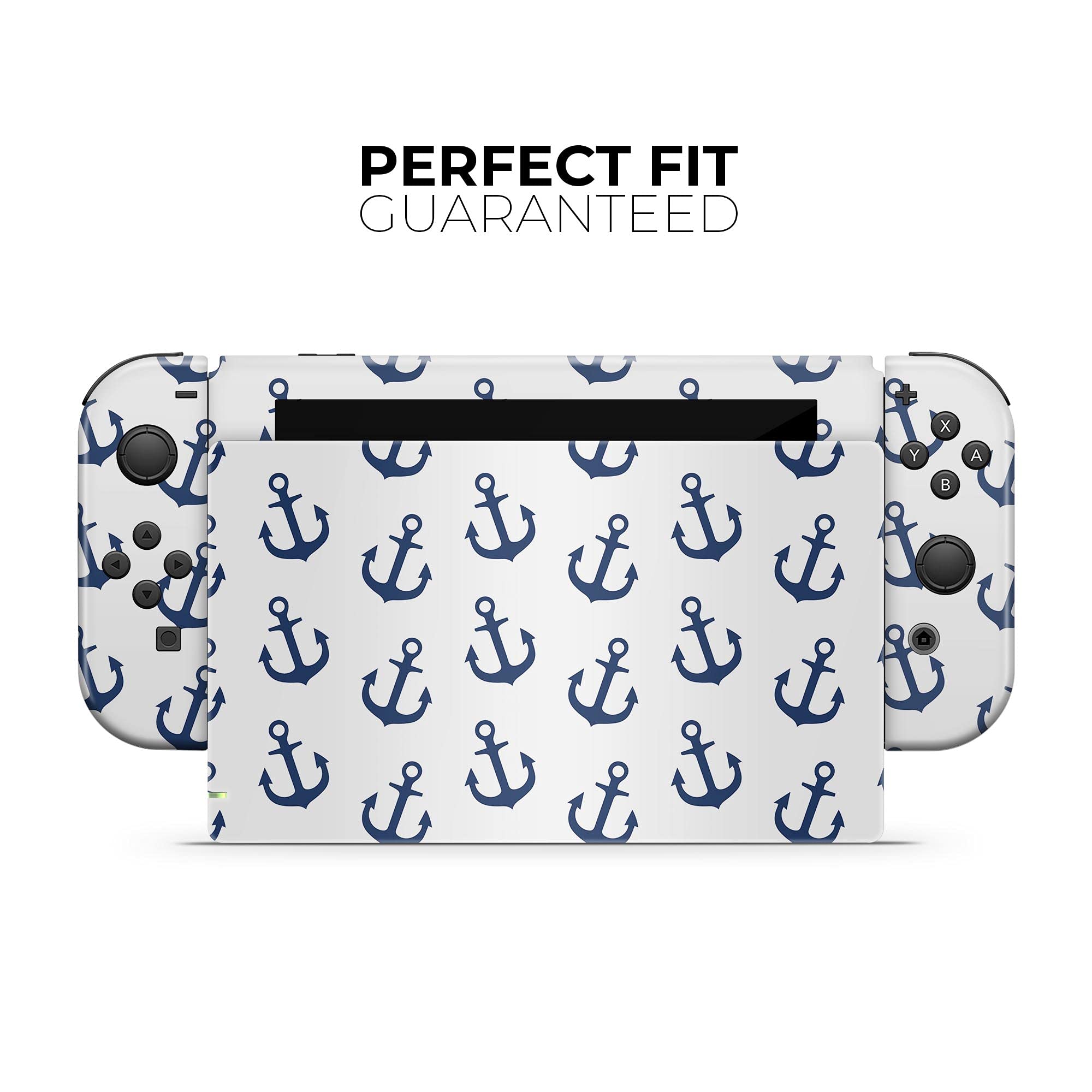 Design Skinz - Compatible with Nintendo Switch Lite - Skin Decal Protective Scratch-Resistant Removable Vinyl Wrap Cover - White and Navy Micro Anchors
