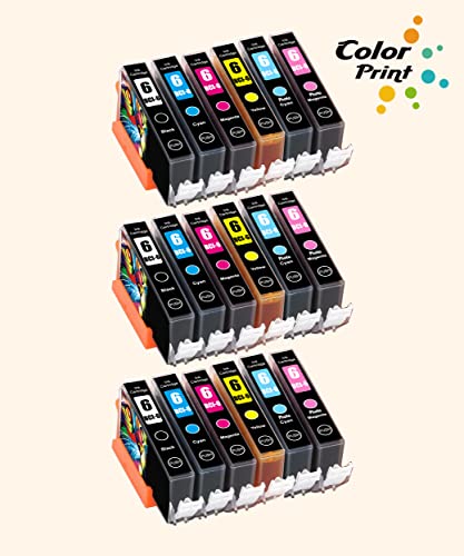 ColorPrint Compatible BCI-6 Ink Cartridge Replacement for Canon BCI6 BCI 6 BCI3e for PIXMA MP600 MP780 MP960 iP3000 iP3300 iP4000 iP5000 iP5200 iP6000D iP8500 Printer (3BK,3C,3M,3Y,3PC,3PM,18-Pack)