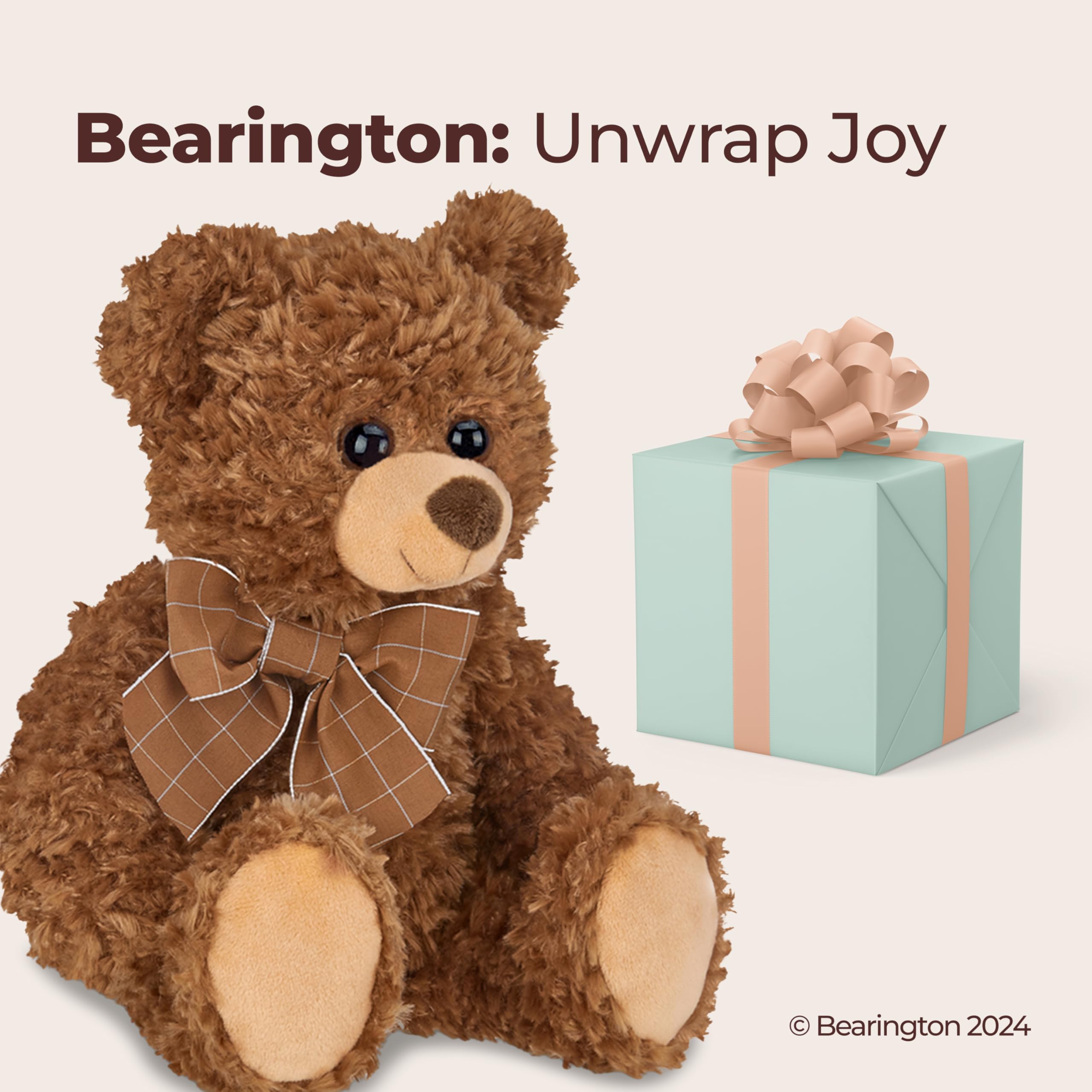 Bearington Lil' Reggie Teddy Bear 12 Inch Teddy Bear Stuffed Animal - Large Teddy Bear - Brown Teddy Bear