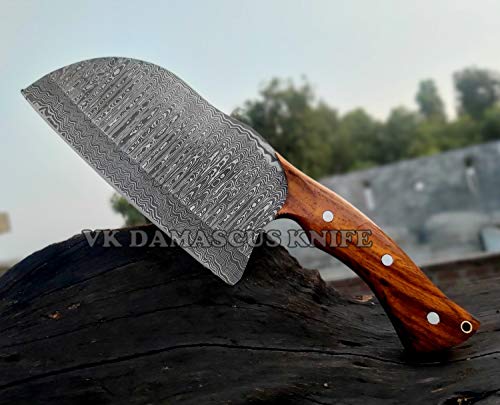Handmade Damascus Cleaver Chopper Serbian chef knife kitchen knife fixed blade Knife 11.5 Inches with sheath VK5518