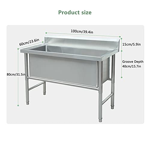 Freestanding Stainless Steel Sink, Utility Sink,1 Compartment Commercial Kitchen Sink,Kitchen Sink Industrial Sink,Commercial Sink Industrial Sink(40in)