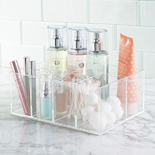iDesign 5 Compartment Plastic Bathroom Storage Organizer, The Clarity Collection β 9.88β x 6.88β x 4β, Clear