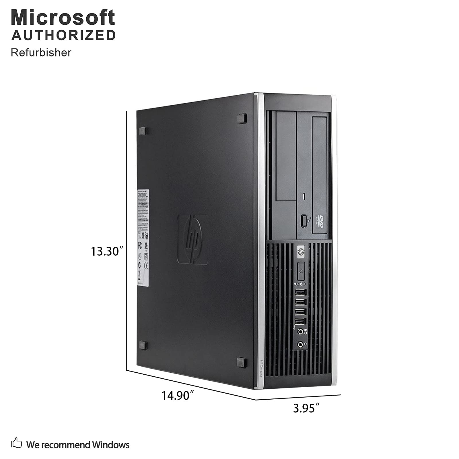HP Elite Desktop PC, Intel Core i5 3.1 GHz, 8 GB RAM, 500 GB HDD, Keyboard/Mouse, WiFi, 17in LCD Monitor (Brands Vary), DVD-ROM, Windows 10, (Upgrades Available) (Renewed)