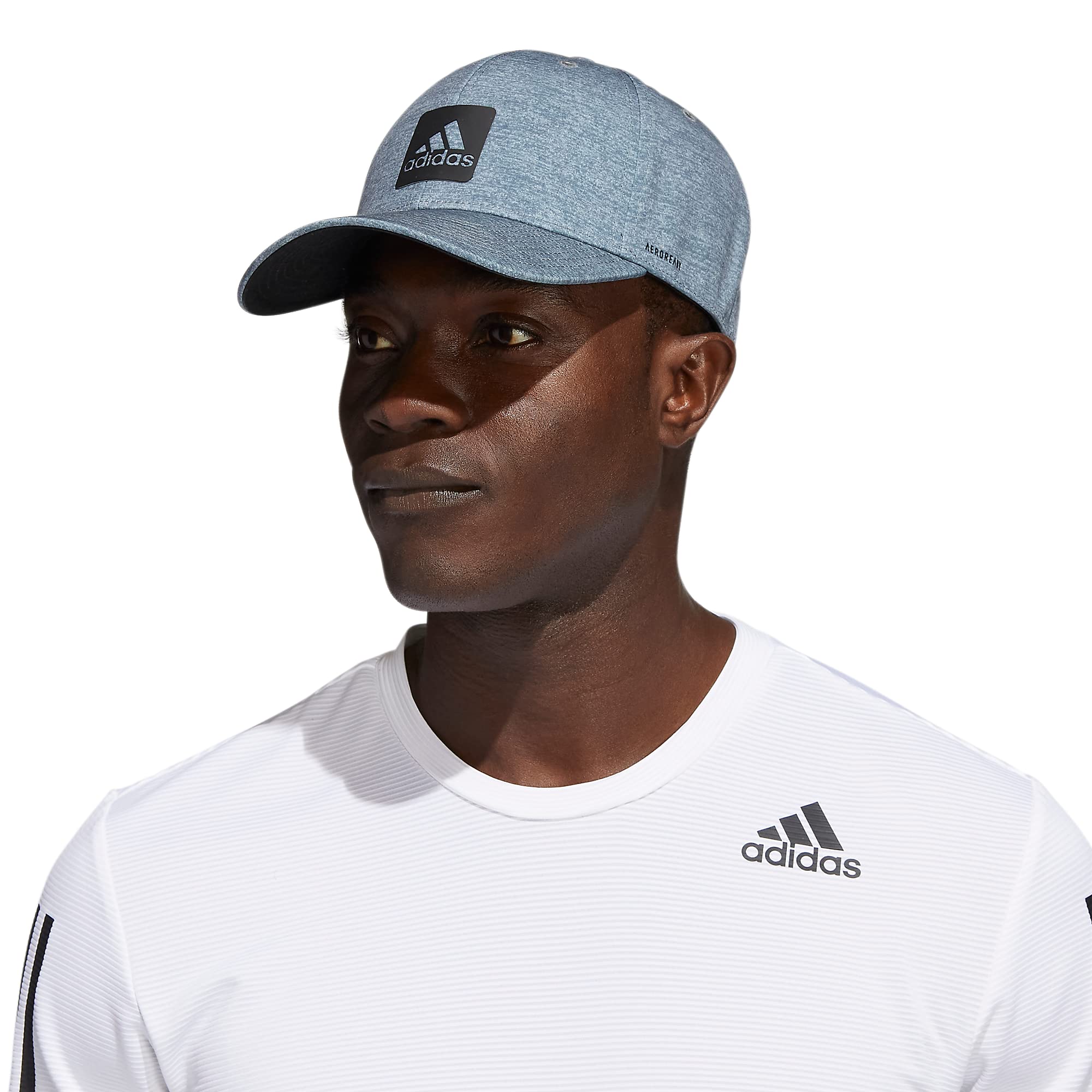 adidas Men's Heathered Structured Stretch Fit Hat, Jersey Black/White/Black, Large-X-Large