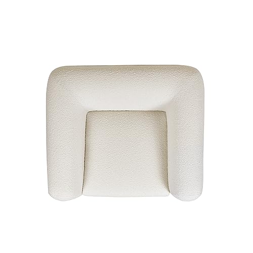 Jennifer Taylor Home Alpine 43.5" White Boucle Modern Scandinavian Minimalist Round Arm Sherpa Living Room Arm Chair