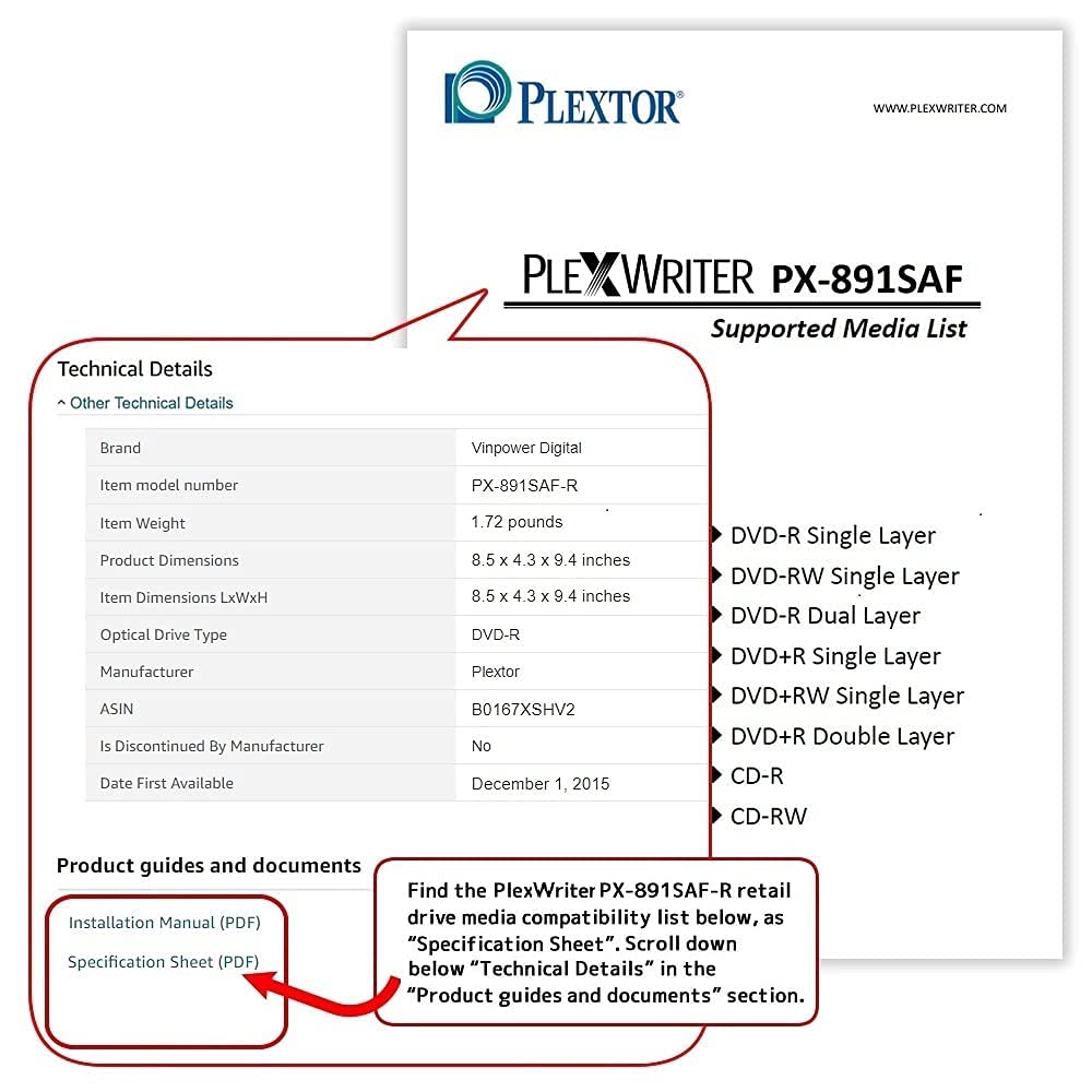 Digital Plextor PlexWriter PX-891SAF-R 24X SATA DVD +/- RW Dual Layer Burner Drive (Retail Pack)