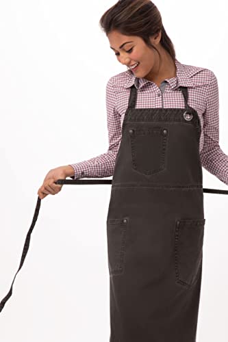 Chef Works Unisex Dorset Bib Apron, Pewter, One Size