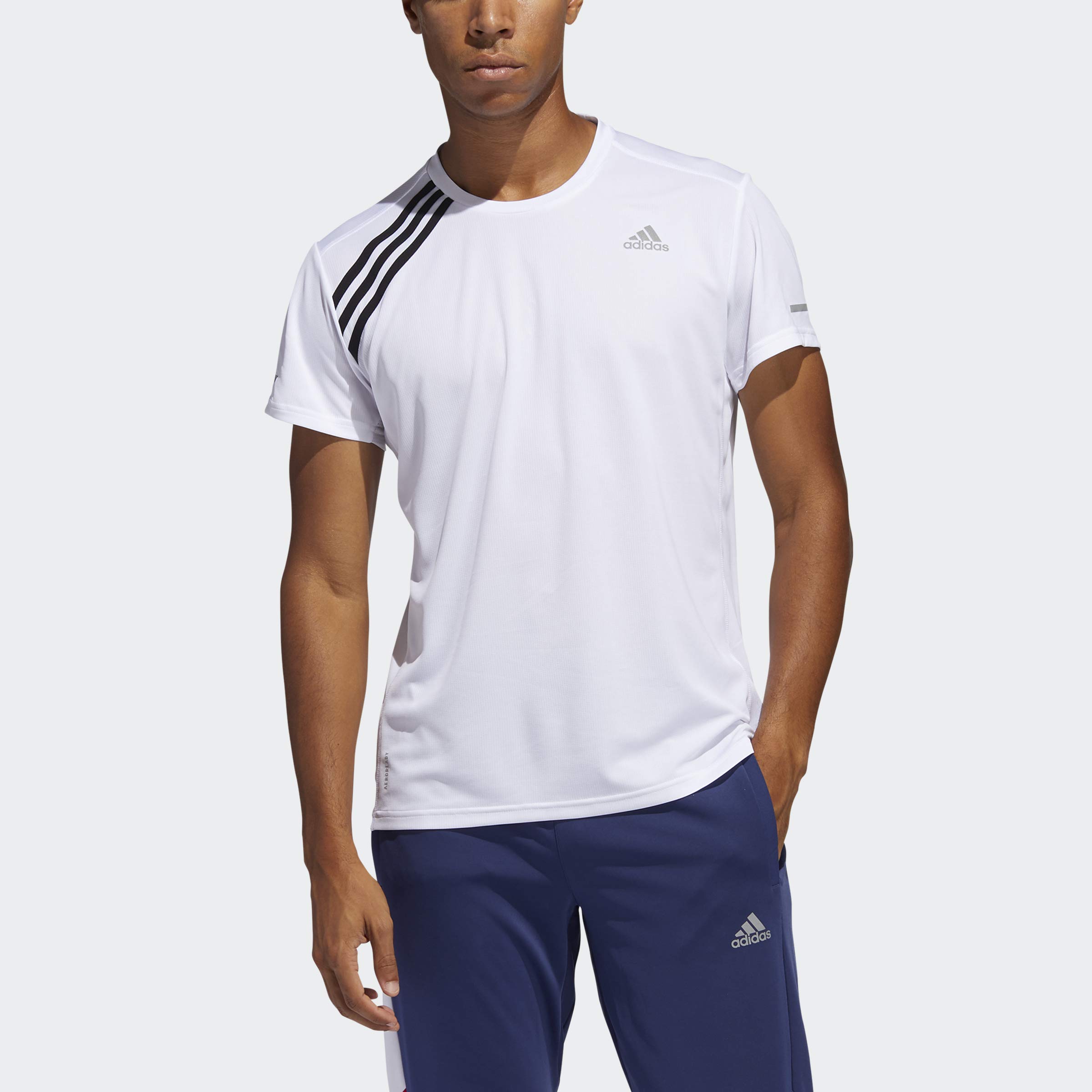adidas Men's Own The Run Tee, White/Black, Small
