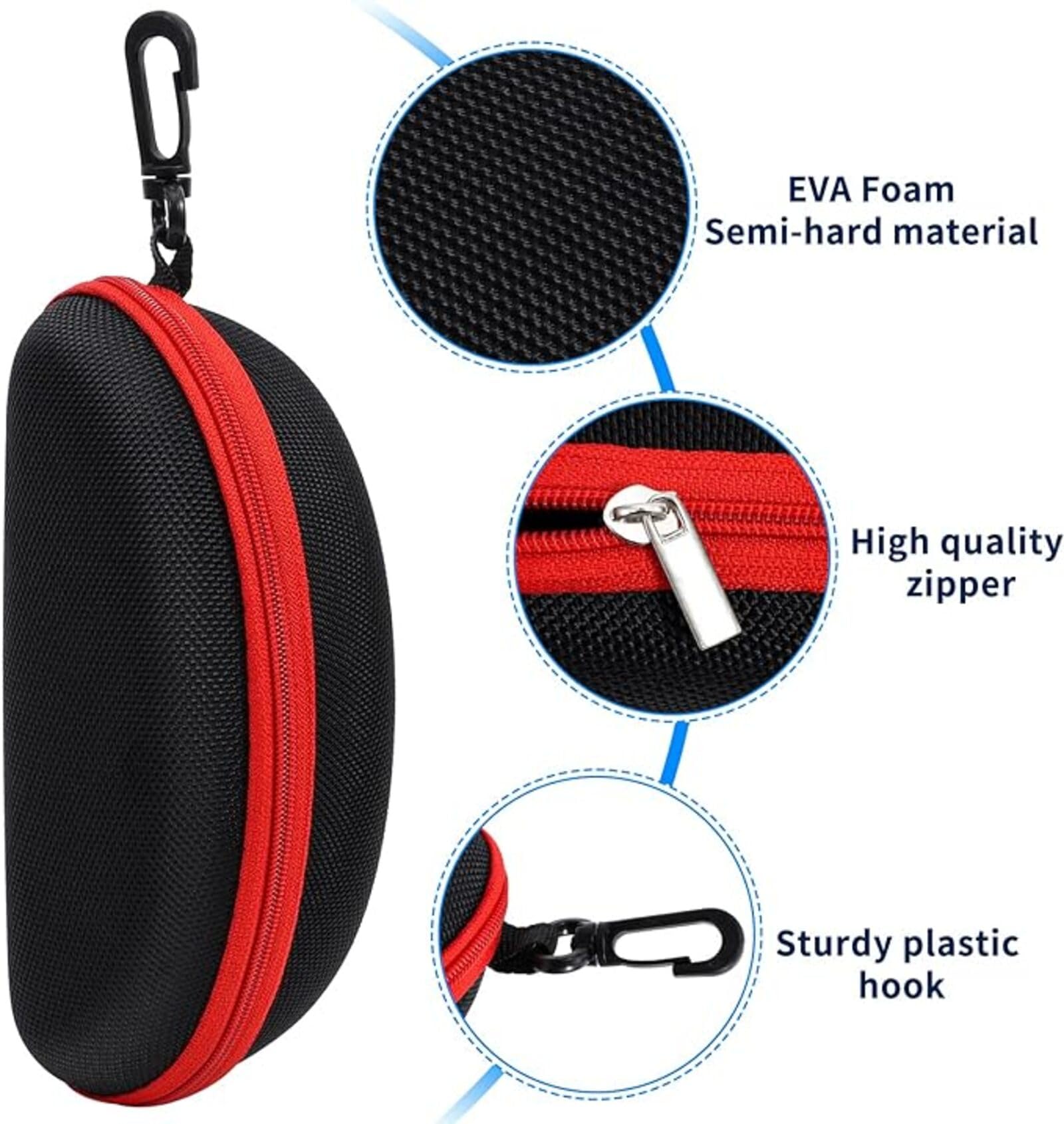 6 Pack Sunglasses Case Portable Travel Zipper Eyeglasses Case With Hook