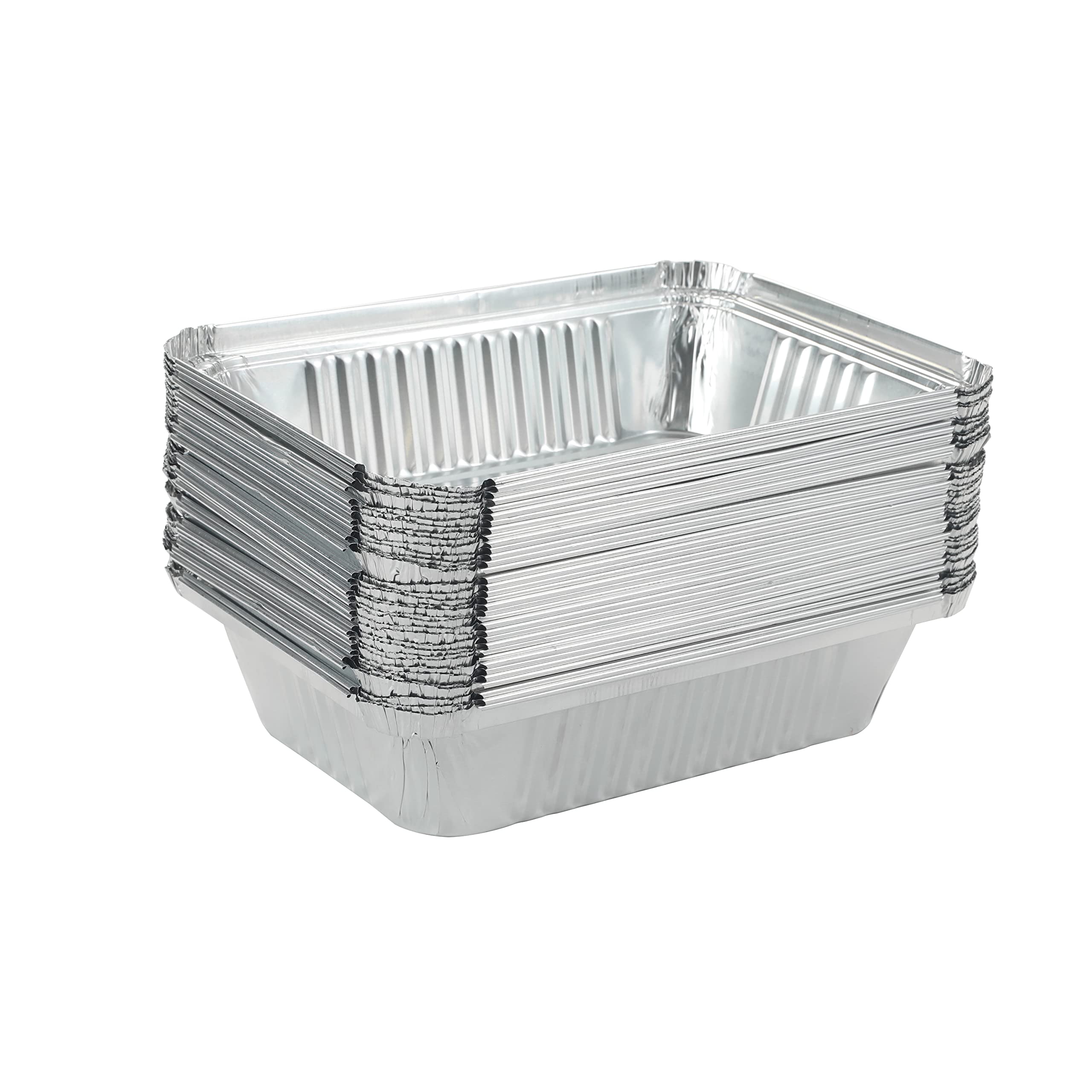 Waytiffer 25Pack Disposable Aluminum Foil Pans Heavy Duty Premium Bread Tins 2.25LB - Capacity 8.5x6.3β Takeout Pans, Tin Foil for Reheating, Baking, (25 Pack with Cardboard Lids)
