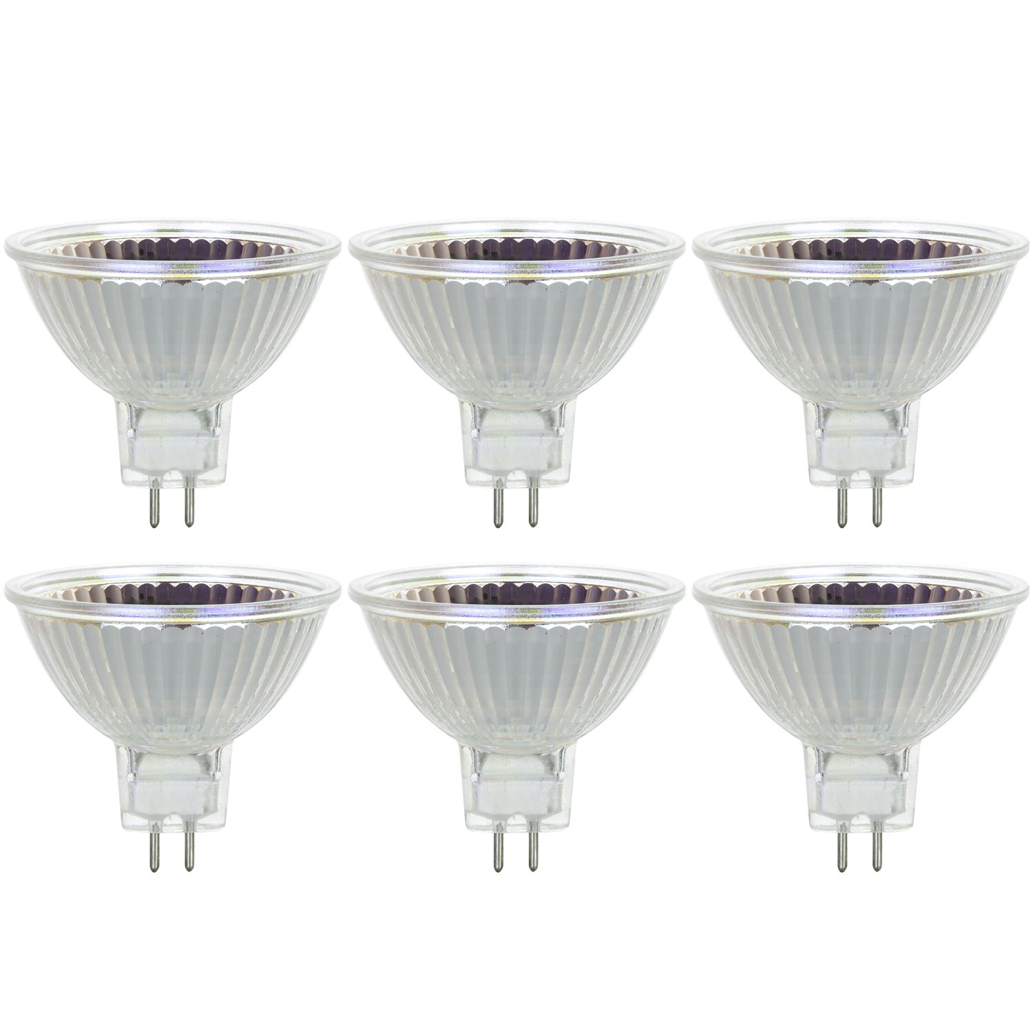 6 Pack Sunlite 75 Watt, 38 Flood, MR16 Mini Reflector, GU5.3 Bi-Pin Base