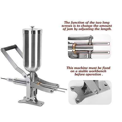 Commercial Churro Filler, 4.5L Manual Churro Maker Machine, Core Diameter: 6 mm, Stainless Steel Fruit Donut 商用油条灌装机,4.5 升手动油条制造机,芯直径:6 毫米,不锈钢水果甜甜圈灌装机,适用于餐厅、自助餐厅、面包店、家庭Filling Machine, for Restaurant