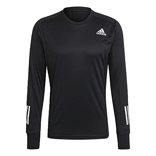 adidas Men's Own The Run Long Sleeve Tee, Black/Black, Large