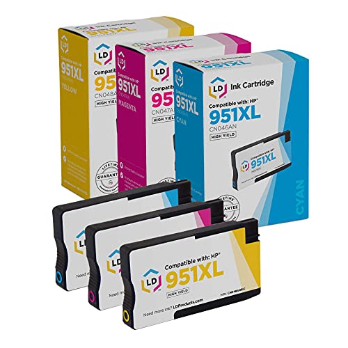 LD Products Compatible Ink Cartridge Replacements for HP 951XL High Yield (Cyan, Magenta, Yellow, 3-Pack) HP951XL / HP-951 / HP951 XL / HP951 / HP 951 XL / HP951XL / HP951 XL