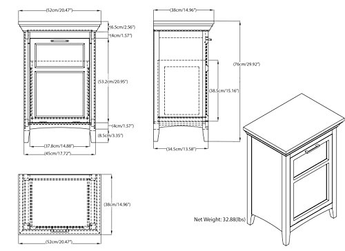 SIMPLIHOME Avington 29.9 inch H x 20.5 inch W Laundry Hamper in Pure White with 1 Storage Compartment, for the Bathroom