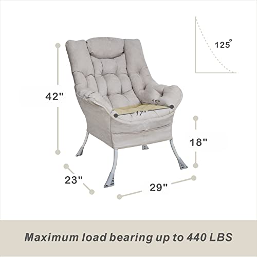 Explore Land Living Room Single High Back Lazy Chair Modern Upholstered Accent Chair (Golden Grey)