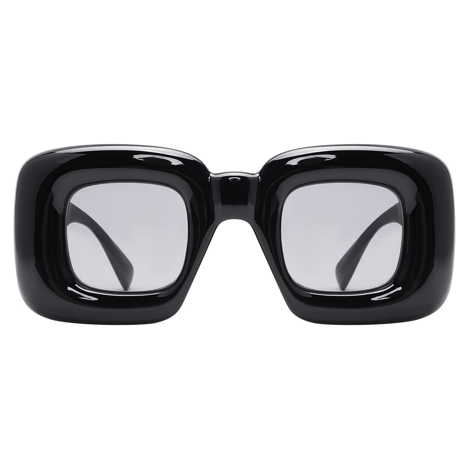 Akirawang Fashion Square Inflated Sunglasses for Women Men Oversized Thick Frame Trendy Glasses Mask Shades Designer Style