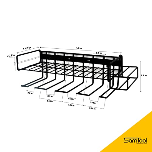 SamTool Power Tool Organizer Wall Mount with Detachable Tool Holder, S Shape Holder & Cable Strap for Drill Holder and Garage Organization Tools