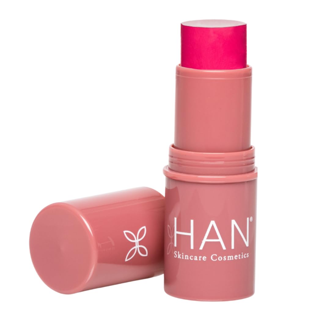 HAN Skincare Cosmetics Vegan, Cruelty-Free 3-in-1 Multistick for Cheeks, Lips, Eyes, Pink Peony