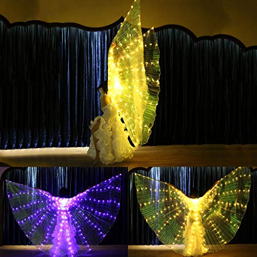 Cegduyi Women LED Belly Dance Wings Belly Dance Costumes 360 Degree Sticks Performance Dancing Supplies Props