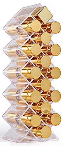V-HANVER 1-Pack Fish Shape Lipstick Organizer Tower, Lip Gloss Storage Holder Stand for 16 Lip Sticks, Perfect for Makeup Cosmetic Vanity and Dresser Display, Clear Acrylic