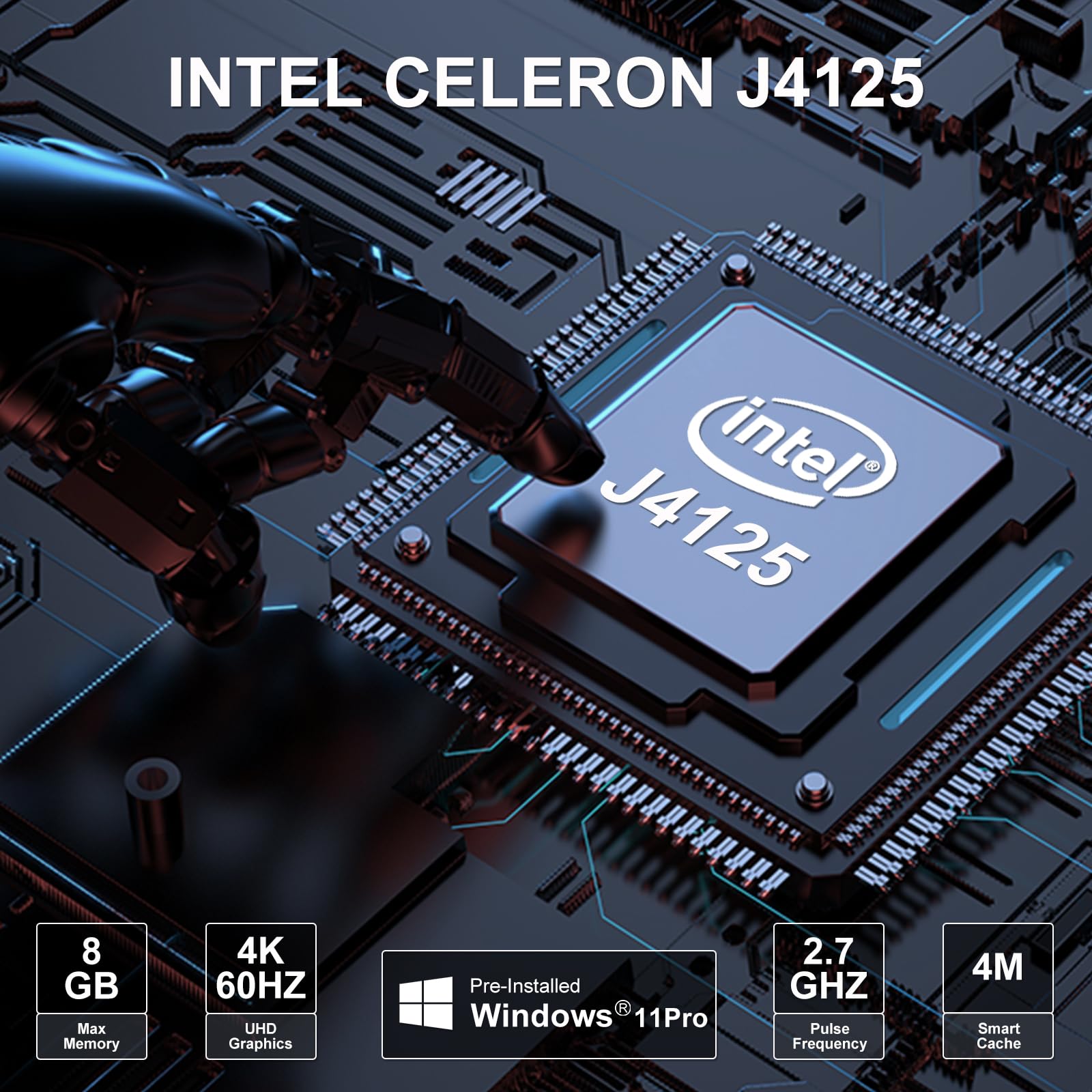 AIOEXPC Mini PC Stick Intel Celeron J4125 Windows 11 Pro 8GB DDR4 512GB SSD Compute Stick Support 4K HD, Gigabit Ethernet, 2.4G+5.0G Dual Band Wi-Fi, USB 3.0 Port, Bluetooh 4.2