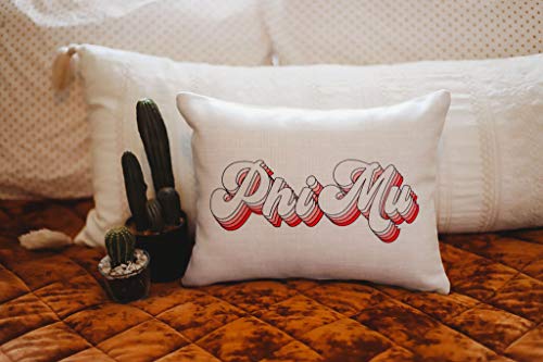 Sorority Shop Phi Mu Pillow β Retro Design, 12" x 16" Lumbar Pillow Sorority