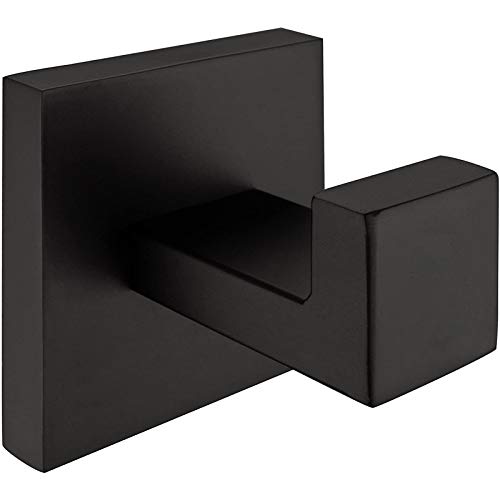Nolimas 2 Pack Matte Black Towel Hook Stainless Steel Bathroom Rustproof Clothes Towel Coat Hook Wall Mounted Square Toilet Kitchen Heavy Duty Door Hanger