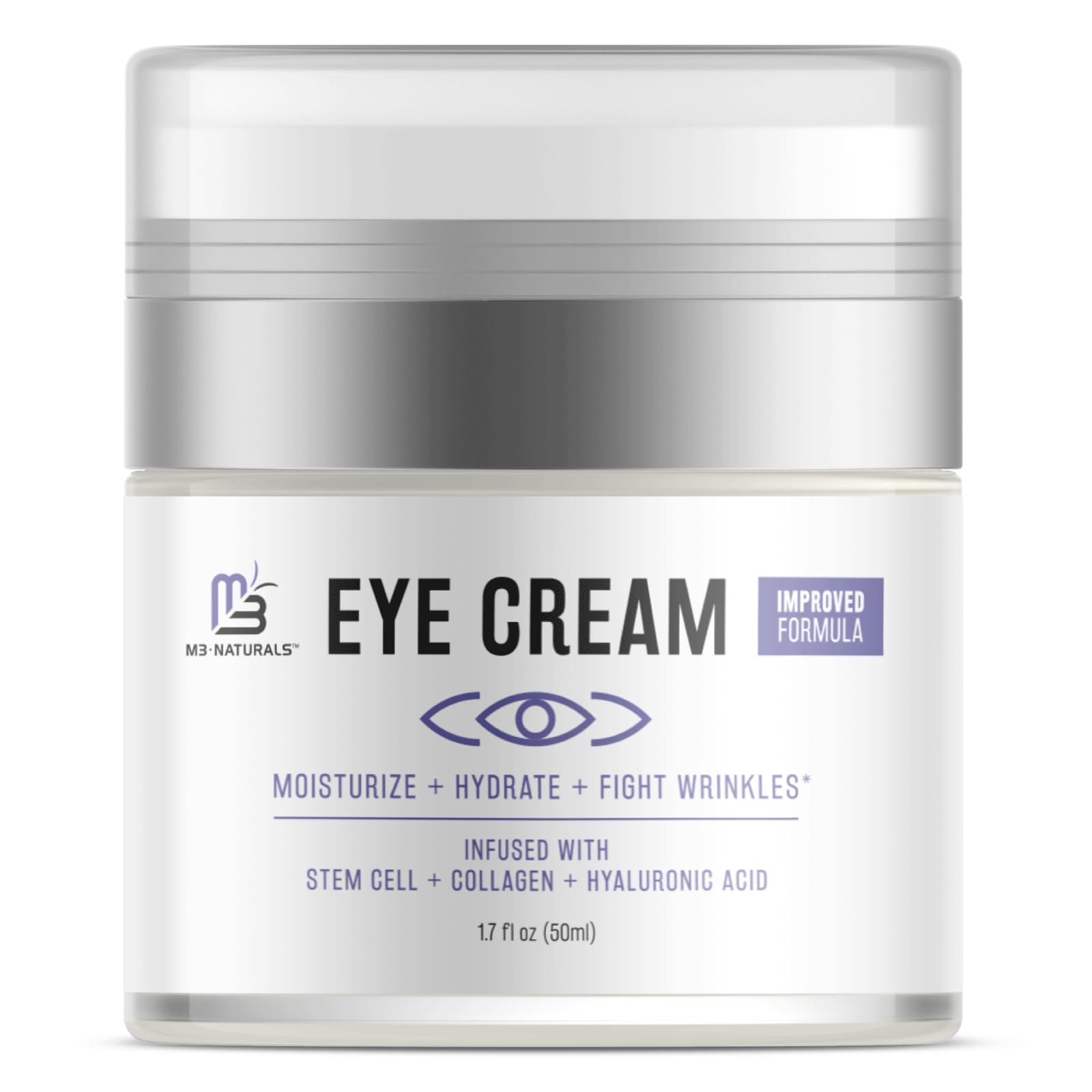 M3 Naturals Anti-Aging Eye Cream for Dark Circles and Puffiness with Collagen Hyaluronic Acid & Fruit Stem Cell Fight Eye Bags Fine Lines Puffiness Under Eye & Wrinkles