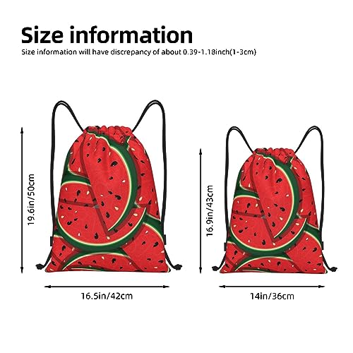 Adasomu Red Watermelon Portable Drawstring Bags For Women/Men, Lightweight Drawstring Backpack For Gym Yoga Shopping Trip