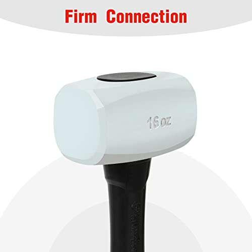 Goldblatt Rubber Mallet 16 oz. Low Recoil Rubber Hammer with Solid Head & Soft-grip Handle, Durable Double-Faced Soft Mallets, Soft Blow Tasks, No Damage for Camping, Woodworking and Flooring | White