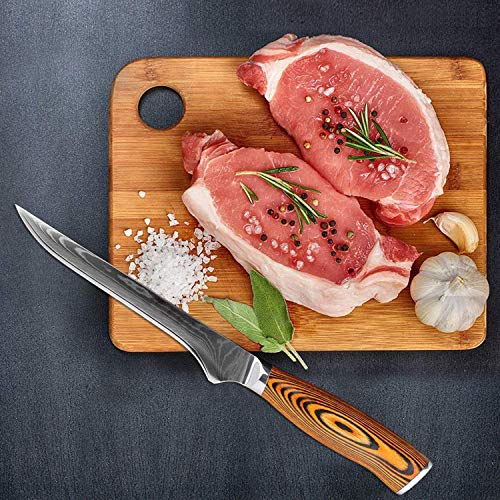 XT XITUO 6- inch Boning Knife with Fillet-Flexible Curved-Blade, Japanese VG10 Damascus Steel Perfect Fish Fillet knife, Razor Sharp Edge, Corrosion Resistant