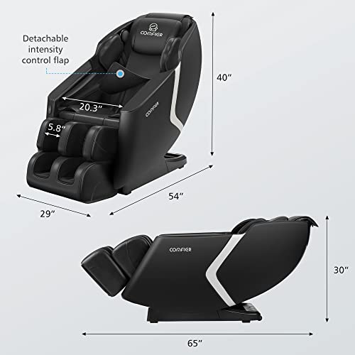 COMFIER Full Body Massage Chair,Massage Recliner Chair, Zero Gravity,Shiatsu Deep Kneading, 6 Auto Program,Air Compression,Heat,Bluetooth Speaker,Rolling,Chair Massager, Black