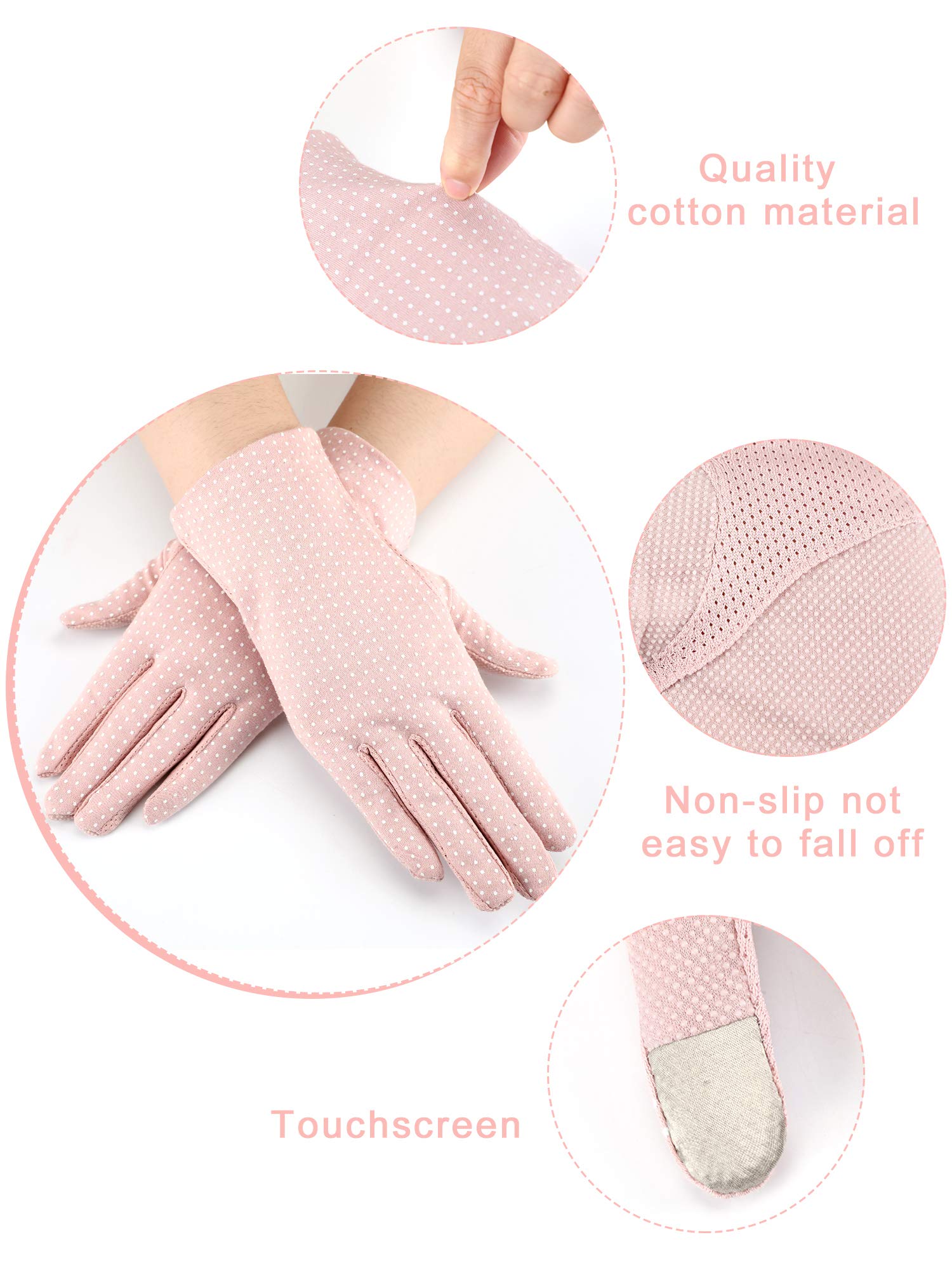 6 Pairs Women Summer UV Protection Gloves Touchscreen Driving Gloves Non-Slip Sun Protective Gloves (Purple, Black, Pink, Light Pink, Beige, Gray)