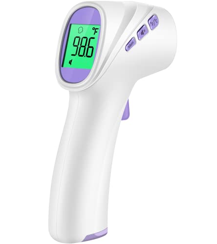 GoodBaby No-Touch Digital Forehead Thermometer, Infrared Thermometer for Adults, Kids & Babies, 1 Second Measurement, Fever Alert and 35 Sets Memory, Purple